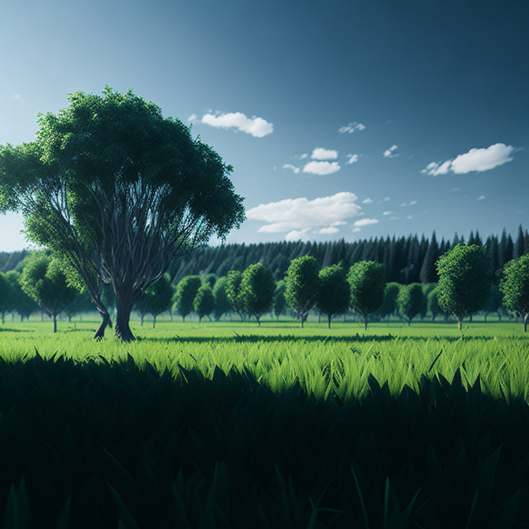 KREA AI - field with trees in the back, daylight, 4k