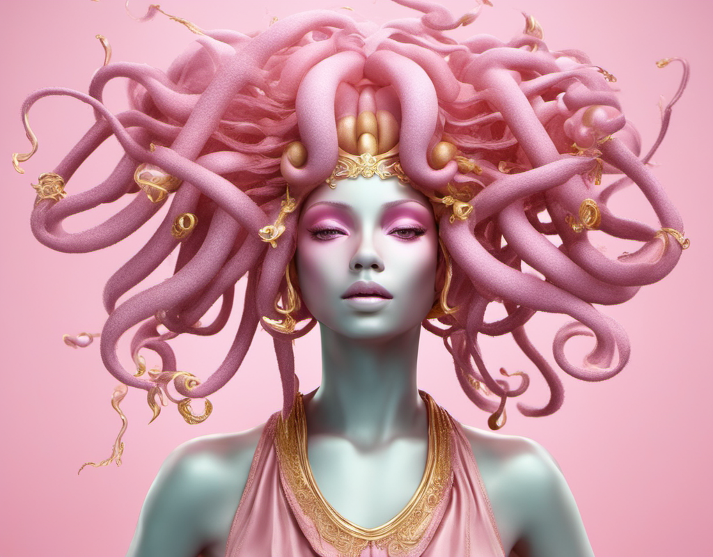 KREA AI - A 3D render of Medusa in balett jump the style of ...