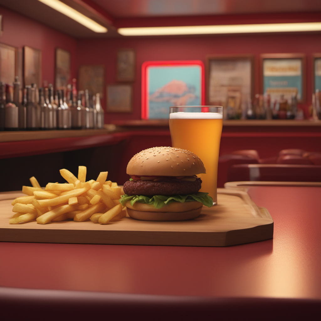 KREA AI - "Create a detailed 3D macro render of a bar scene ...