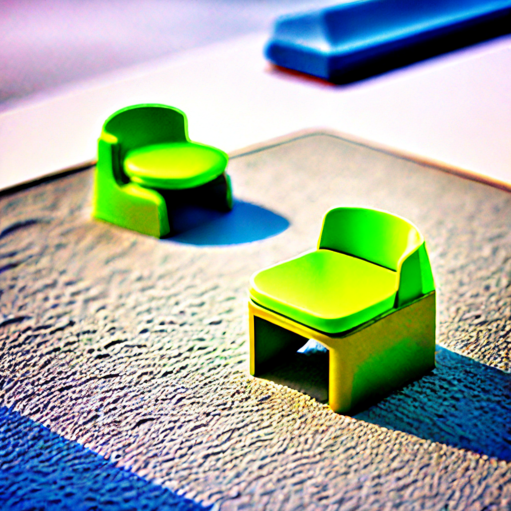 KREA AI - architectural scene focusing on a chair, different...