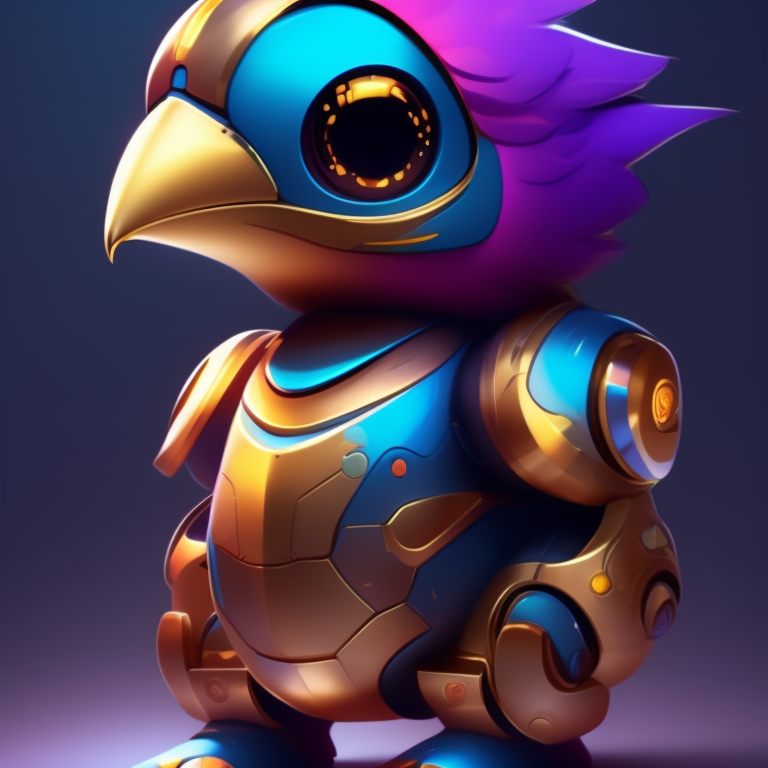 KREA AI - baby mecha bird, with an unique design space groov...