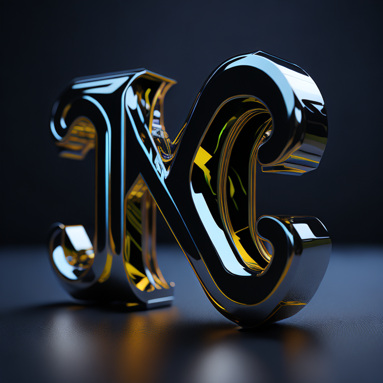 KREA AI - macro hyperrealistic 3d letter chrome typography d...