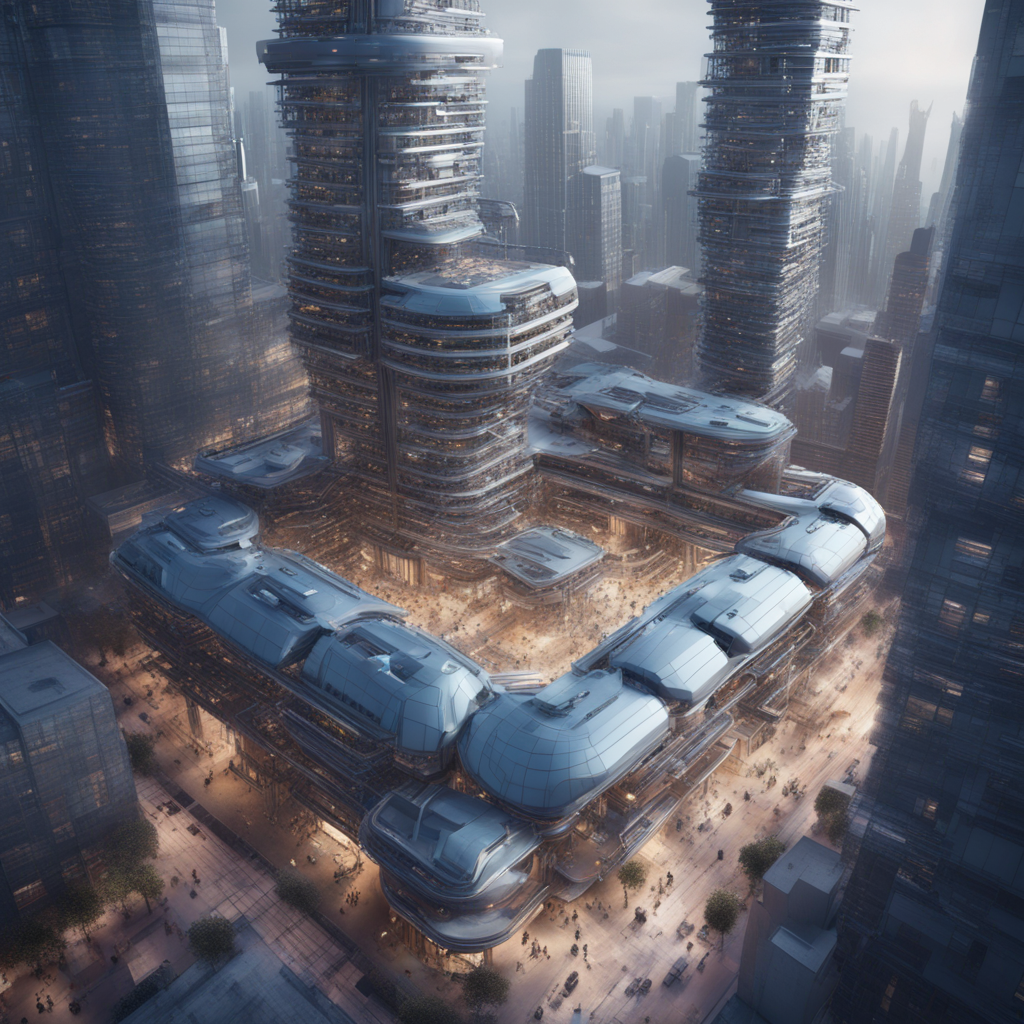 KREA AI - A 3D render of aDepict a futuristic construction f...