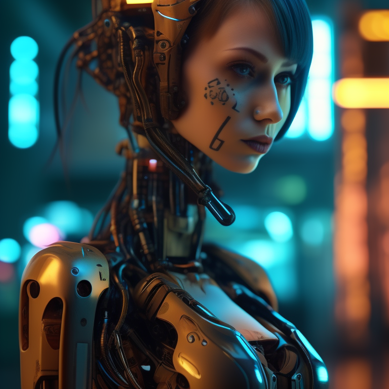 KREA AI - hyperrealistic cyberpunk girl robot. highly deta...