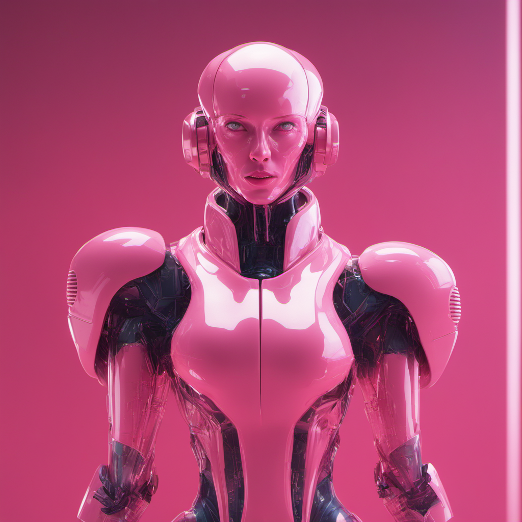 KREA AI - Create a 3D render of a sleek, pink cyborg with a ...
