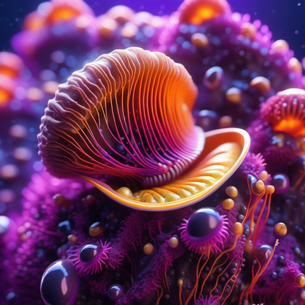 KREA AI - ultra detailed 3d rendering of a opened clam cover...