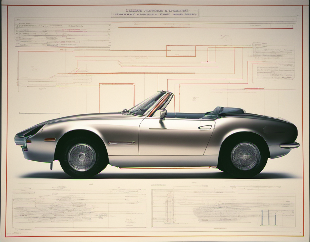 KREA AI - a photo of a vintage 90's sports car engineering d...