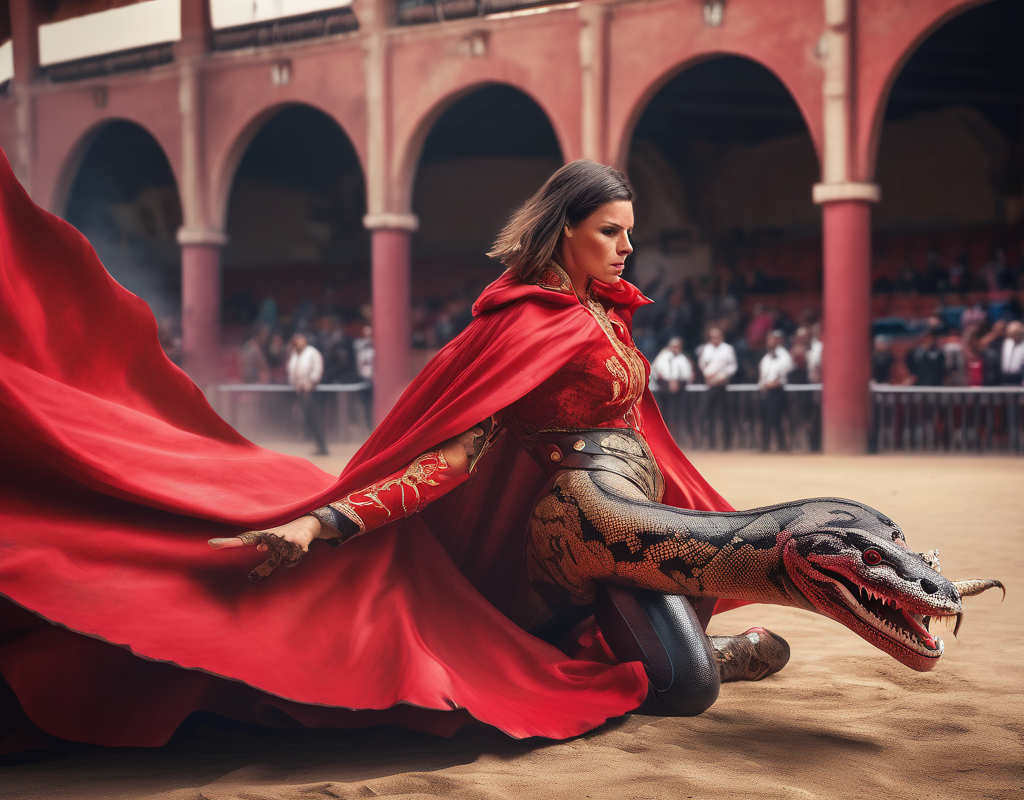 KREA AI - cyborg style, A female spanish Torero matador with...