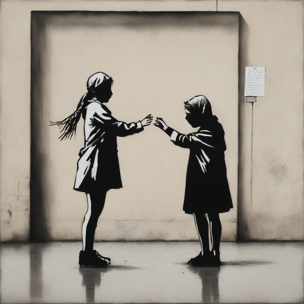 KREA AI - crayon of two women face to face, one woman crying...