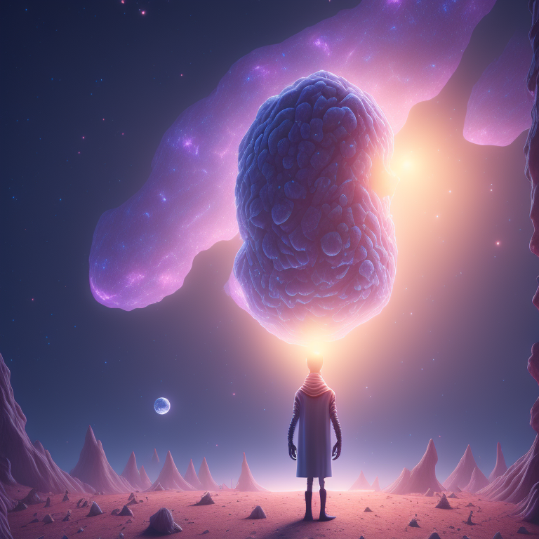 KREA AI - tiny homunculus standing alone in a cosmic dream l...