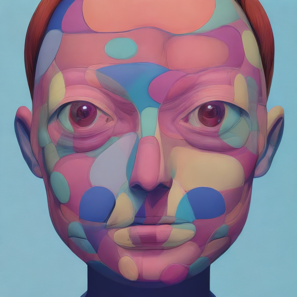 KREA AI - human face without neck, formed by balloons with l...