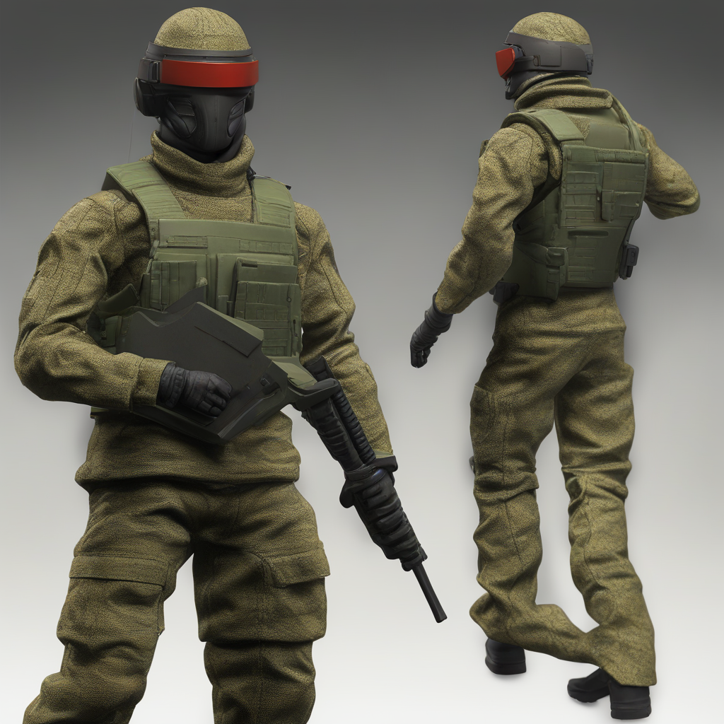 KREA AI - tactical camoflage mercenary 3d scp containment br...