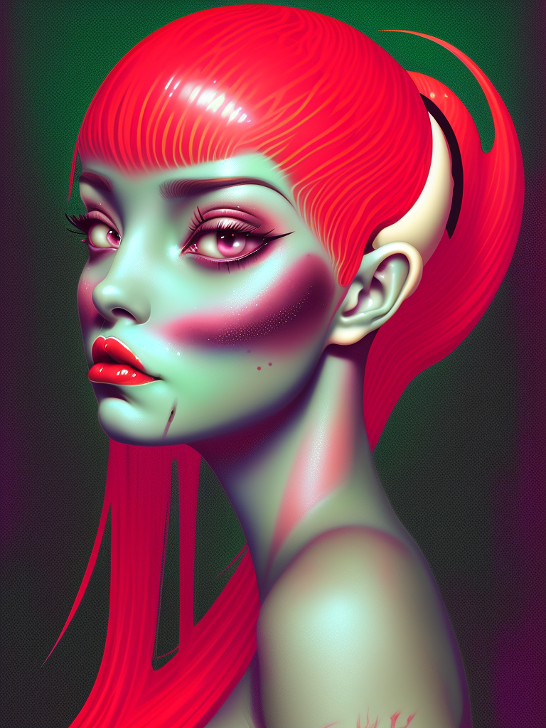 KREA AI - Funky illustration of an feminine women side profi...