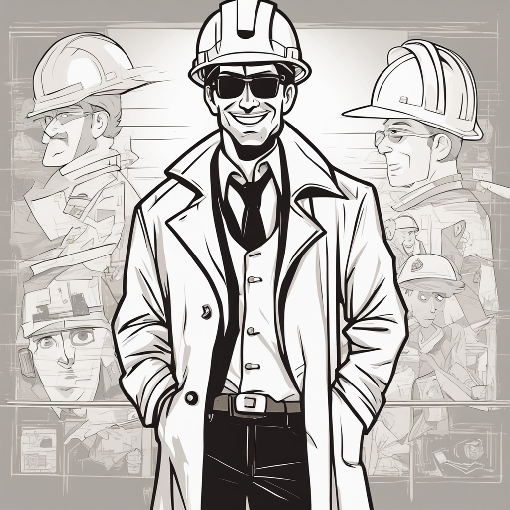 KREA AI - A construction engineer with a cool, friendly face...