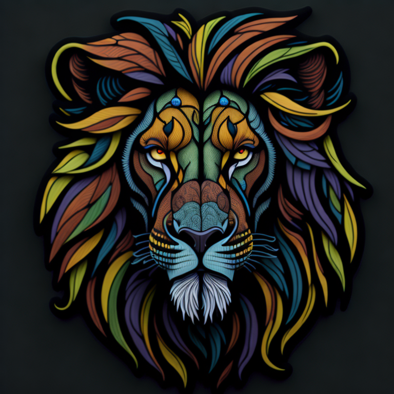KREA AI - surreal stained glass, lion, high resolution
