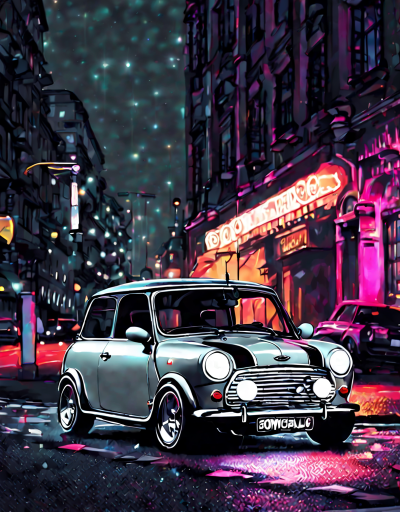 KREA AI - light grey mini cooper car, detailed, beautiful, n...