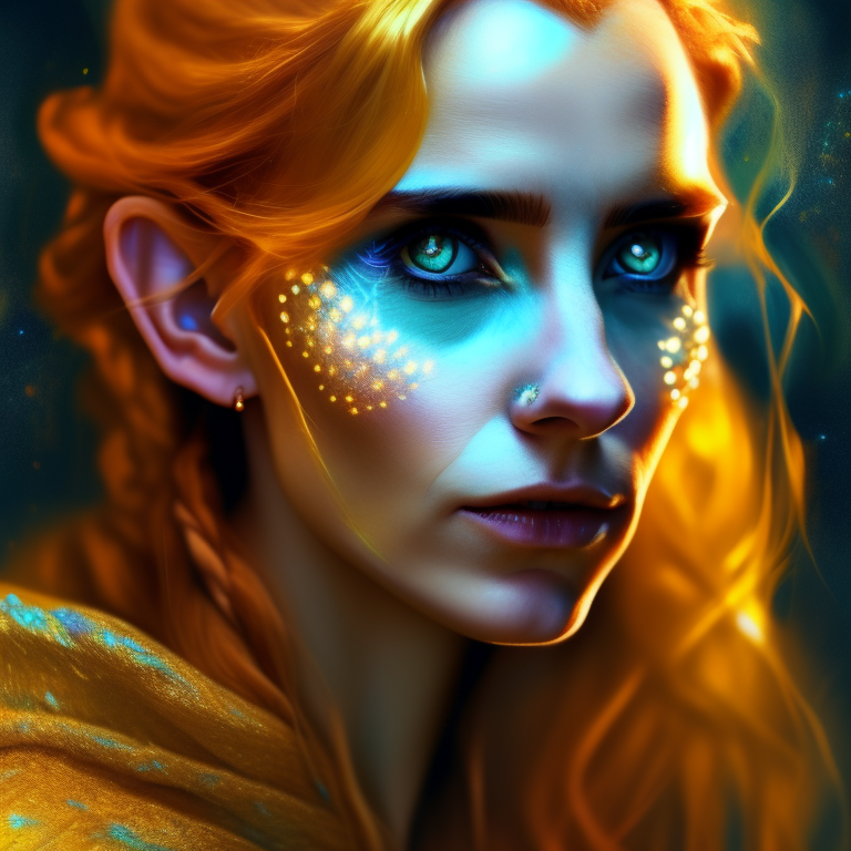 KREA AI - Magic Elf woman. thin irised cerulean eyes, recess...