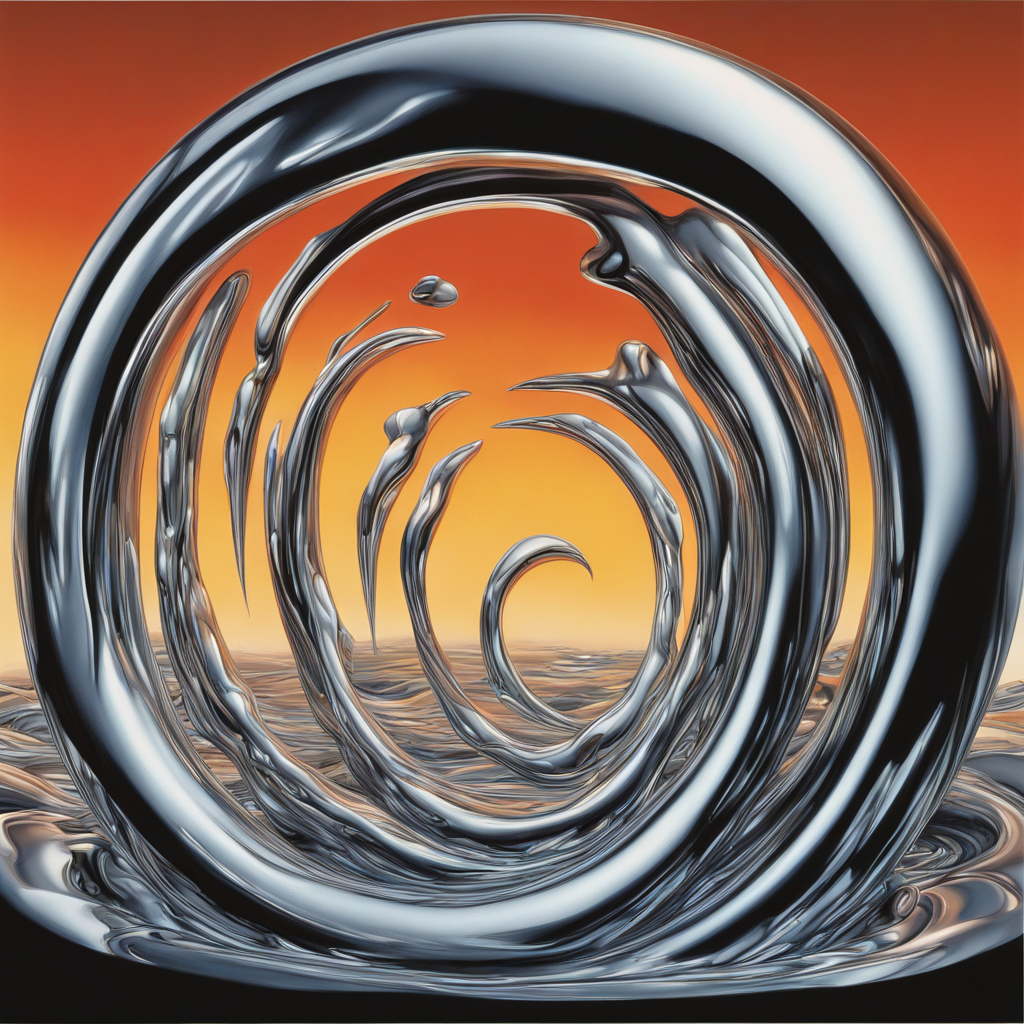 KREA AI - illustration of fluid liquid metal chrome 3D org...