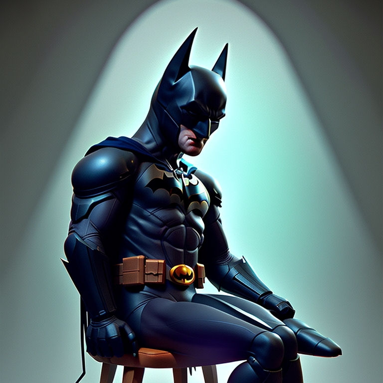 KREA AI - Cute small humanoid Batman sitting on a chair, unr...
