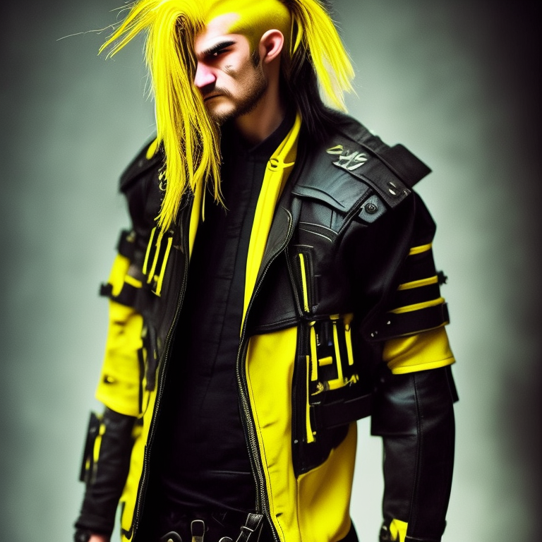 KREA AI - Young, angry guy, styled with long mullet hair, br...