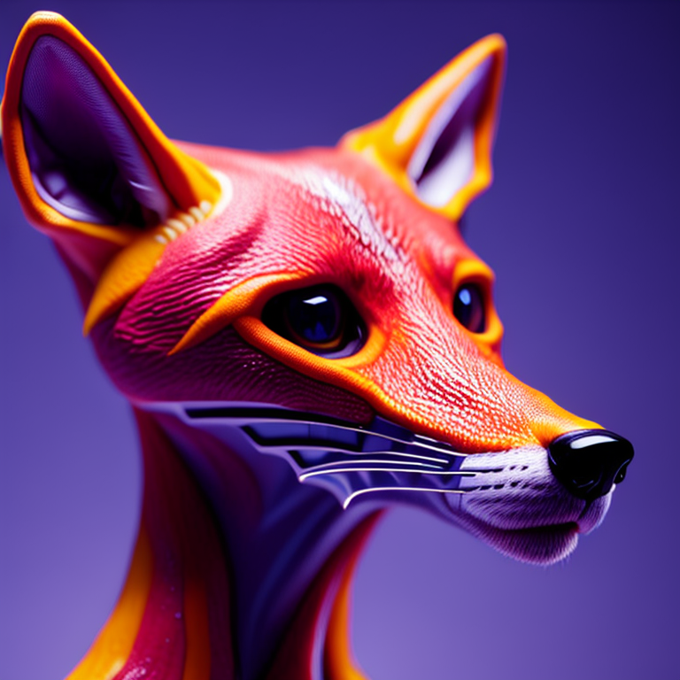 KREA AI - macro hyperrealistic fox head 3d chrome melted mol...