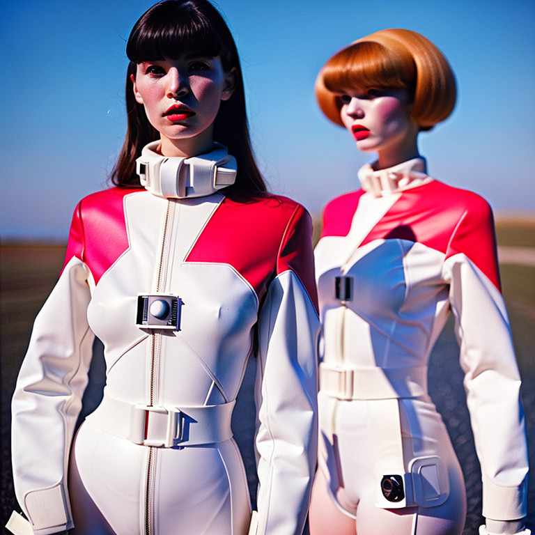 KREA AI - full scene photography, girls model high-tech spac...