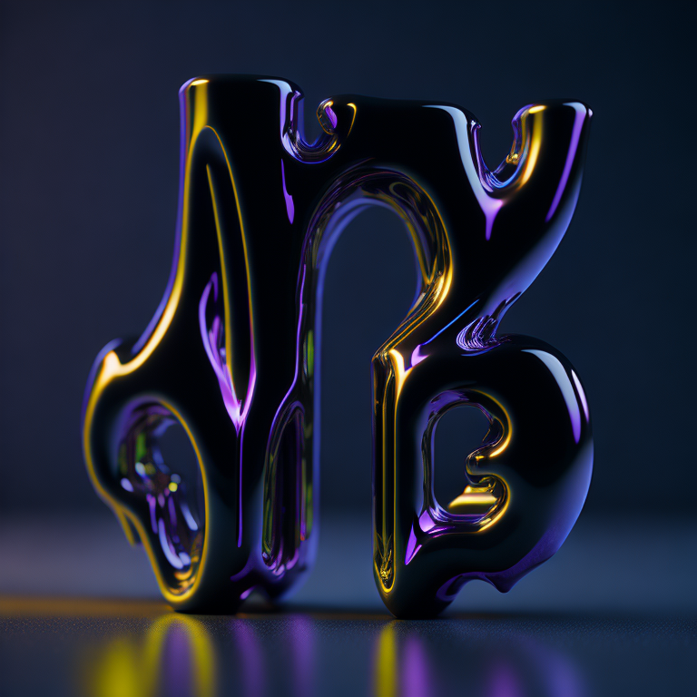 KREA AI - macro neo abstract letter of gooey chrome typograp...