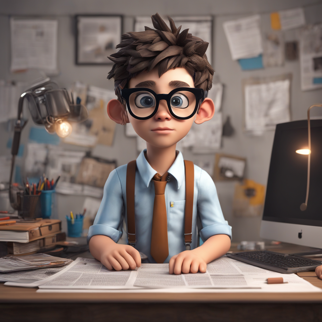 KREA AI - Create a 3D model avatar of a nerd child with big ...