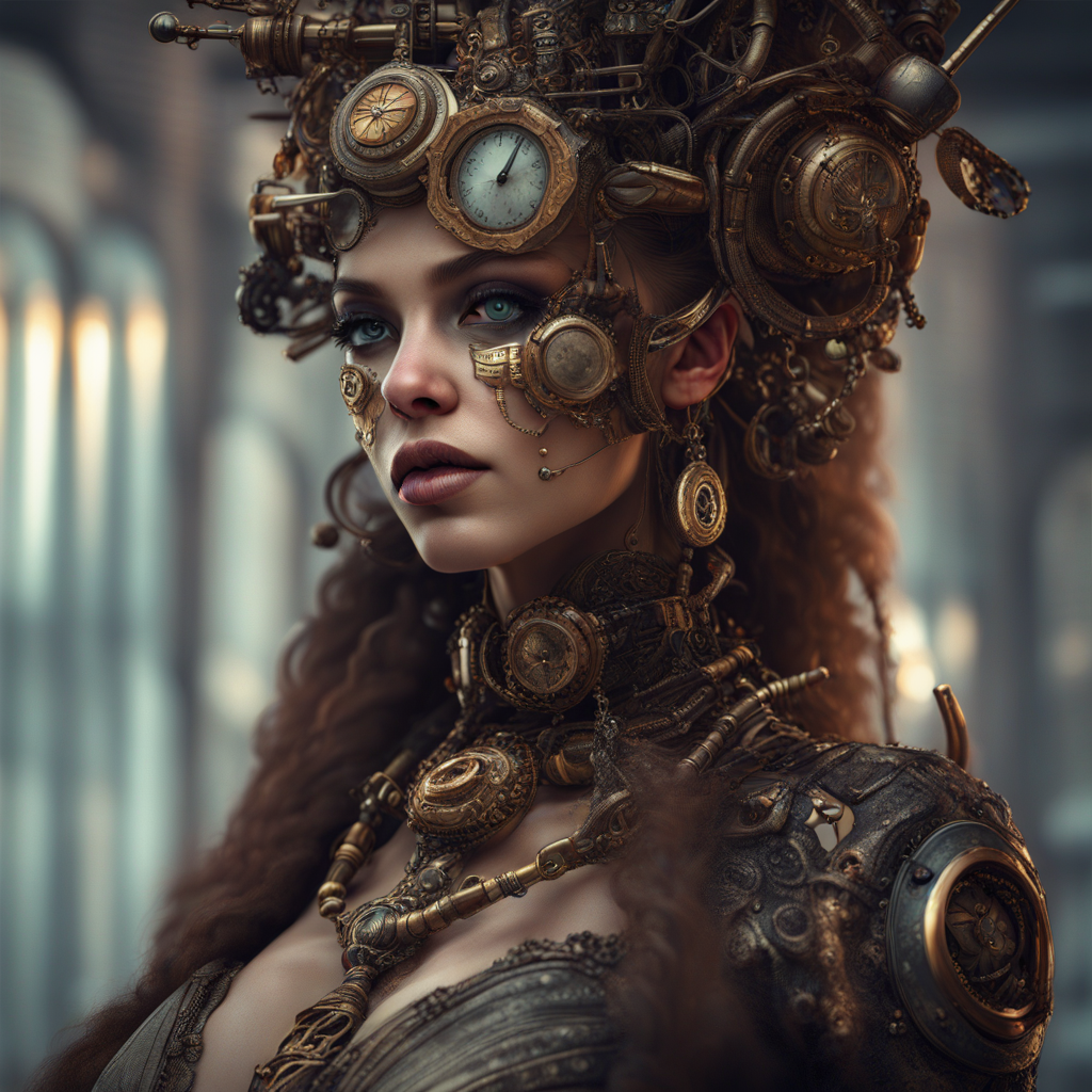 KREA AI - a photo in style sks, Insanely strange steampunk d...