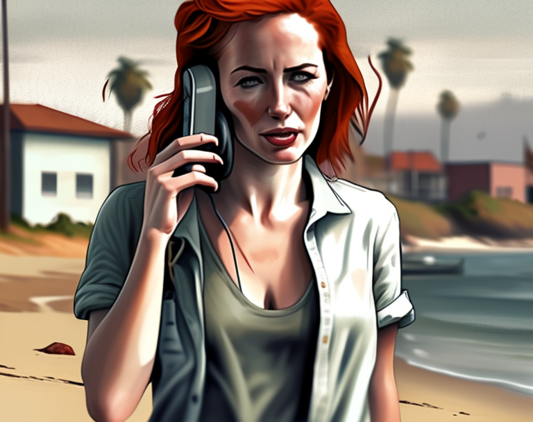 Krea Ai Skinny Redhead White Woman Talking On The Cellphon