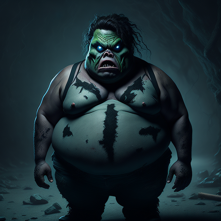 KREA AI - fat zombie, horror, creepy, scary, darkness, depre...