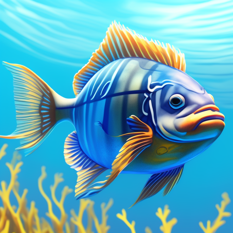 KREA AI - Create a 3D render of a vibrant, detailed fish swi...