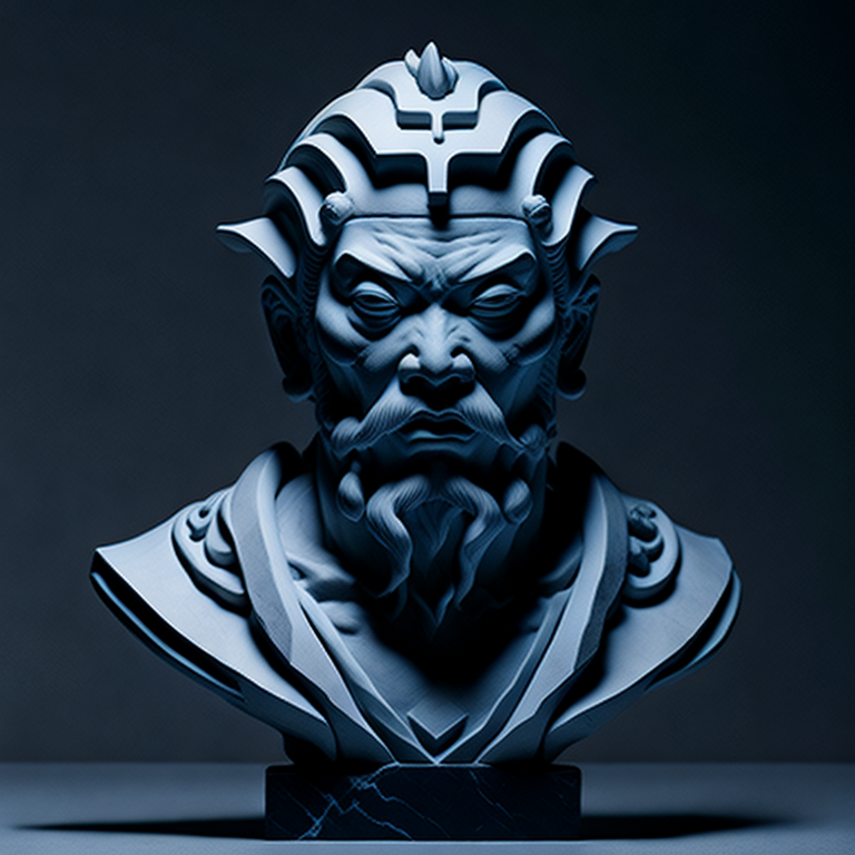 KREA AI - a white marble bust of a japanese god, very detail...