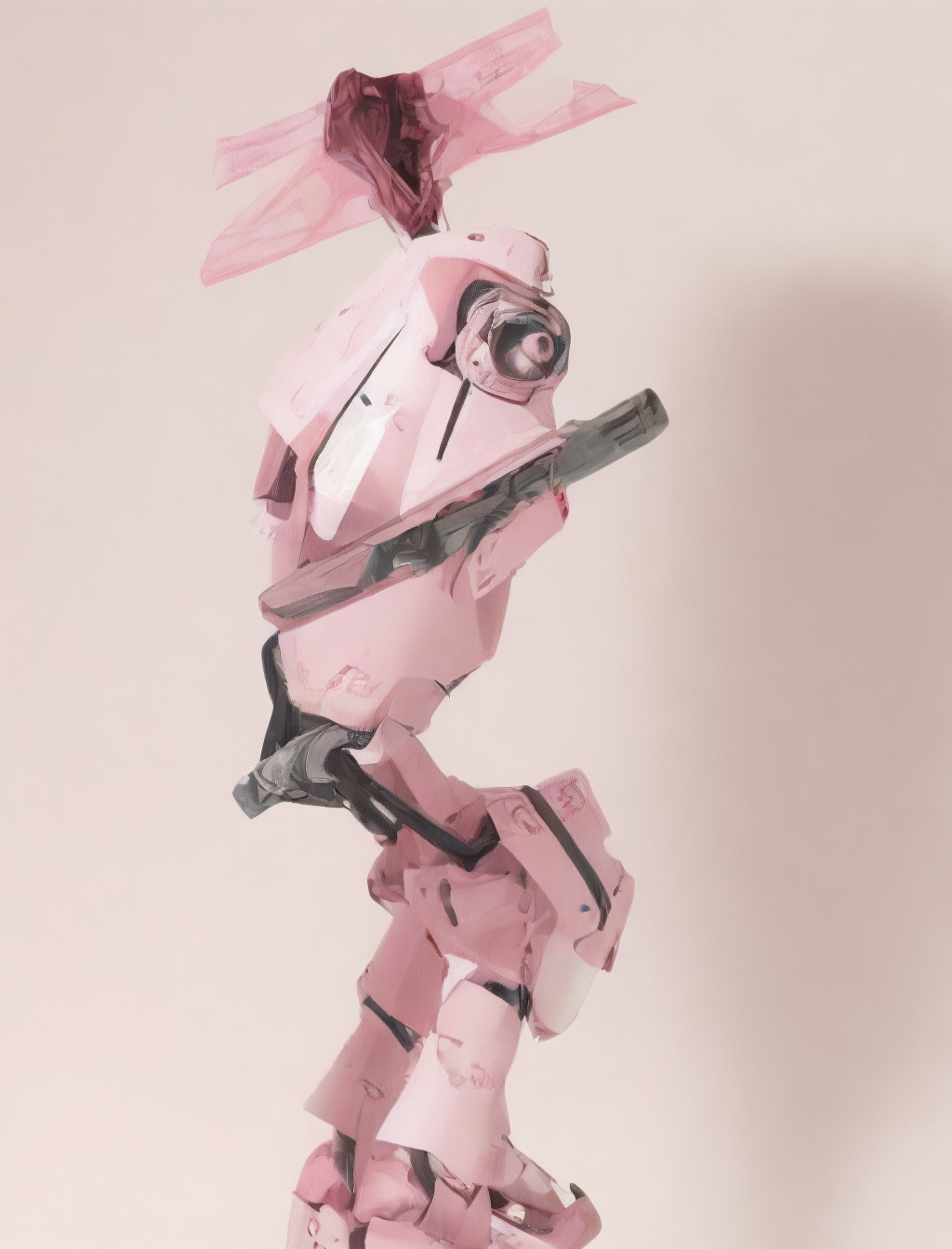 KREA AI - A robot metal insect ,3d, pink and vanilla palett...