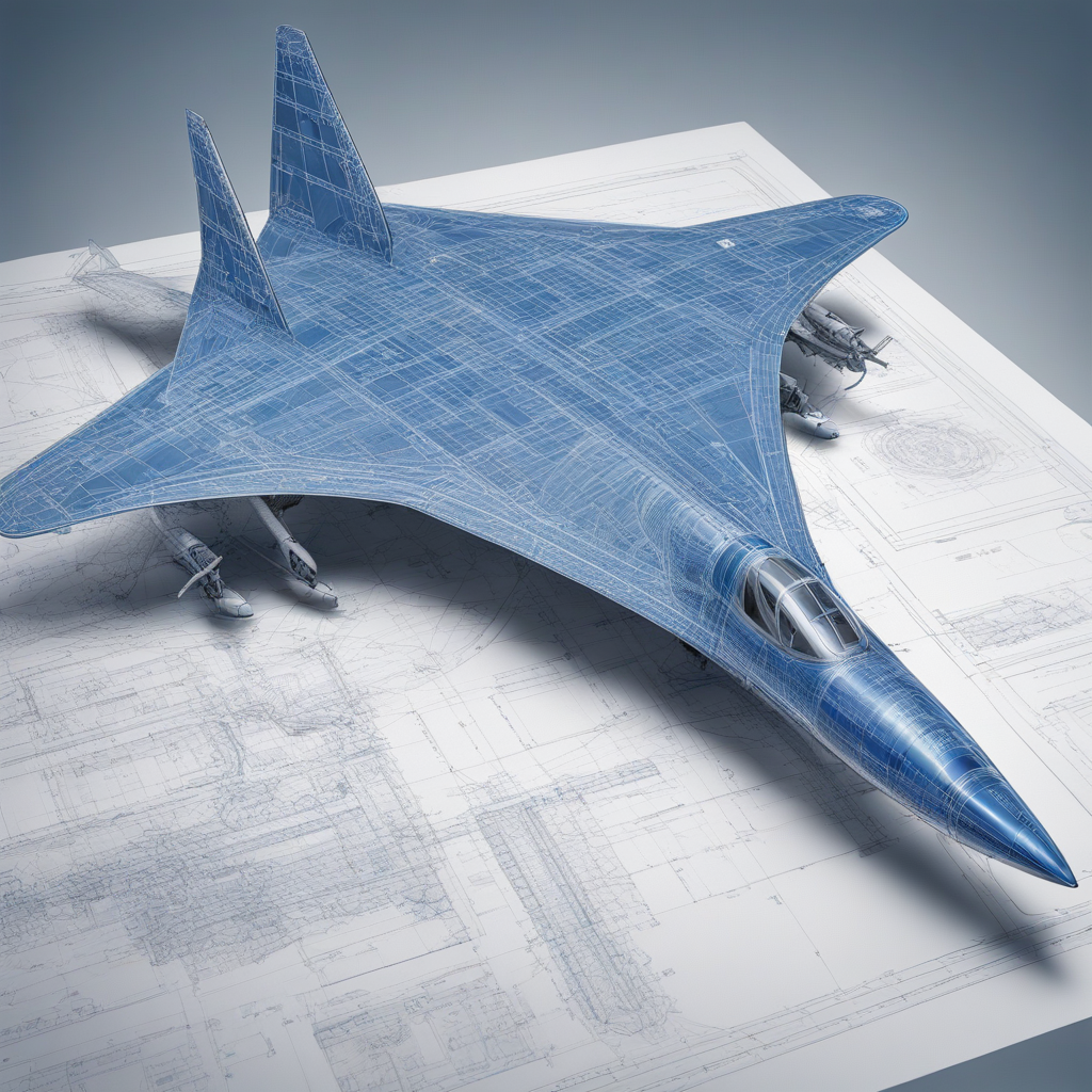 KREA AI - blueprint triangular single mono wing stealth ai...