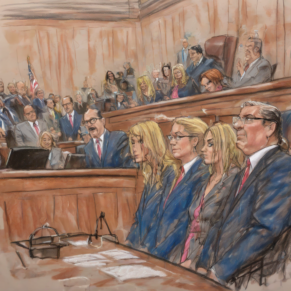 KREA AI - PECourtRoomSketch, Courtroom, it's raining cats an...