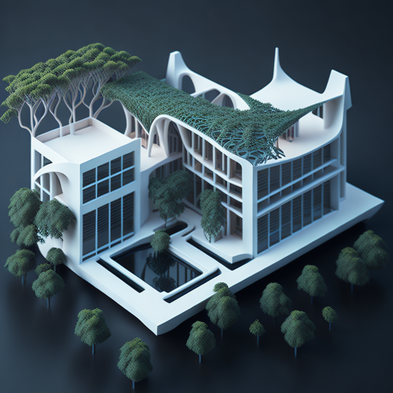 KREA AI - architectural model, white, isometric view, 3d ren...