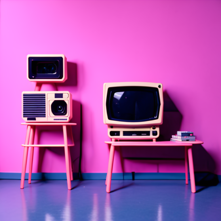KREA AI - pink 1980 television broadcasting VHS noise, ikea ...