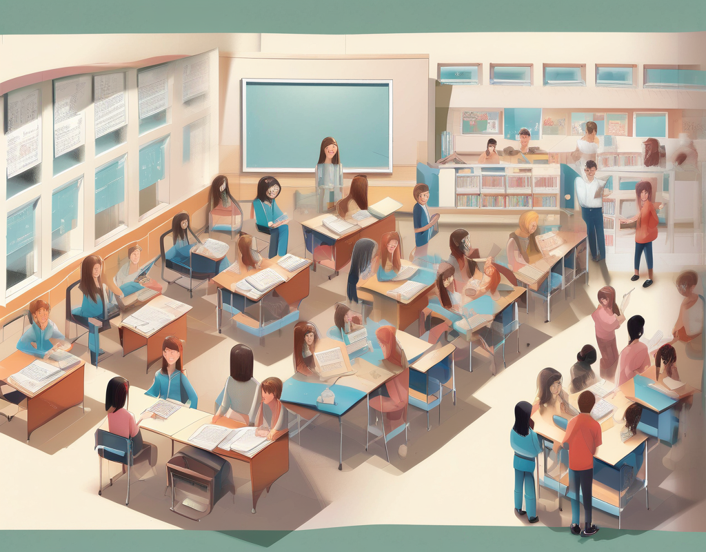 KREA AI - Isometric Cutaway page, a classroom in highschool,...