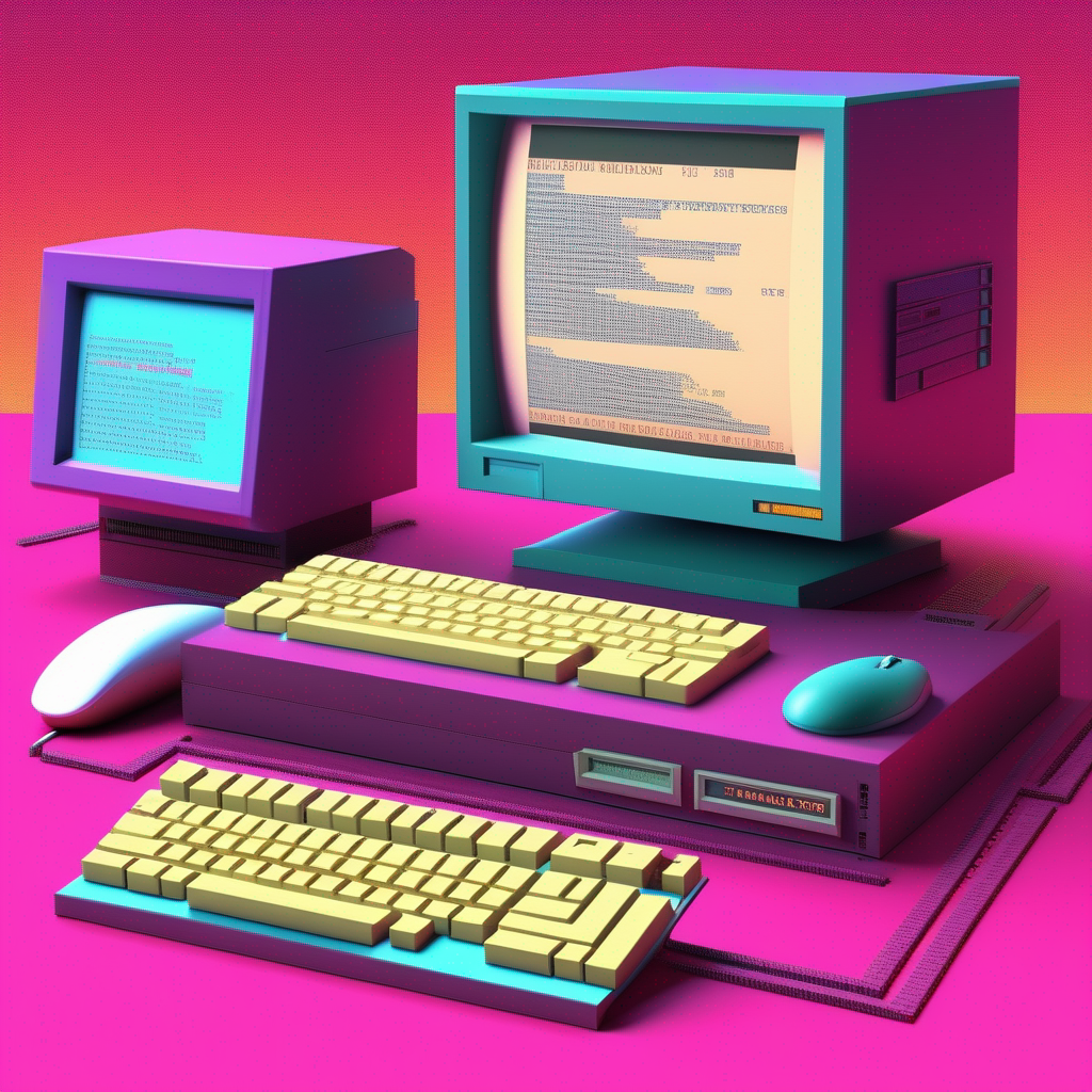 KREA AI - A digital 3D render in a retro, 1980s style: a com...