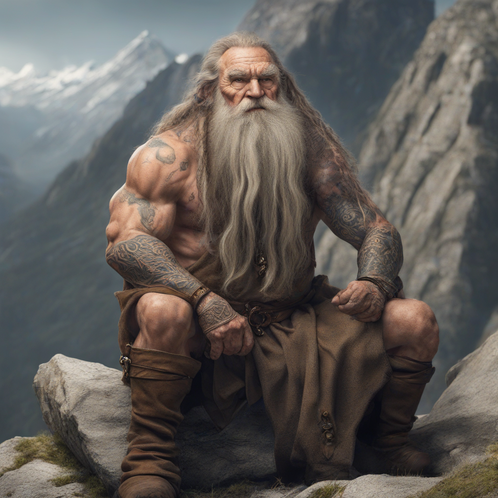 KREA AI - old dwarf medieval, adult short dwarf, on top of m...