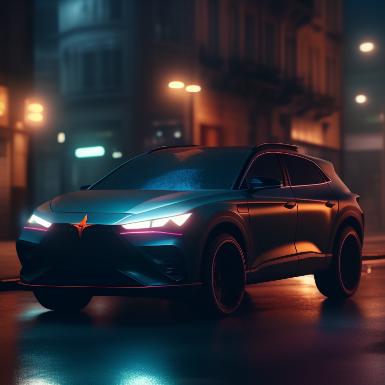 KREA AI - A cupra formentor car in the middle of a city, cyb...