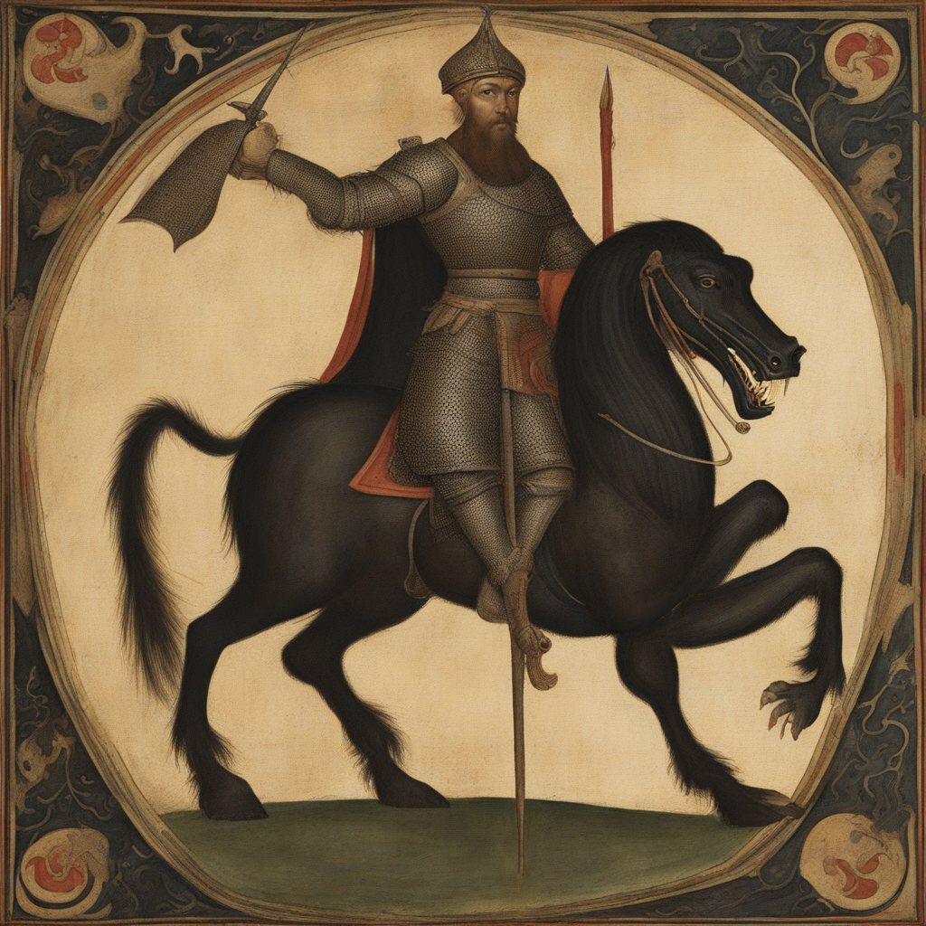 KREA AI - Medieval dark soldier riding a six-legged beast