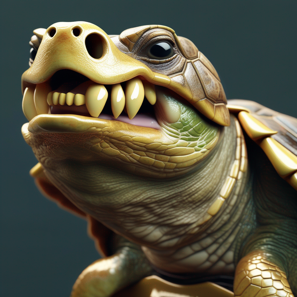KREA AI - A realistic 3D render of a turtle sporting shiny g...