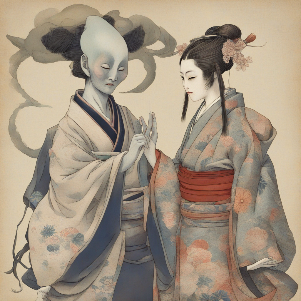 KREA AI - japanese alien in love with japanese girl,,full bo...