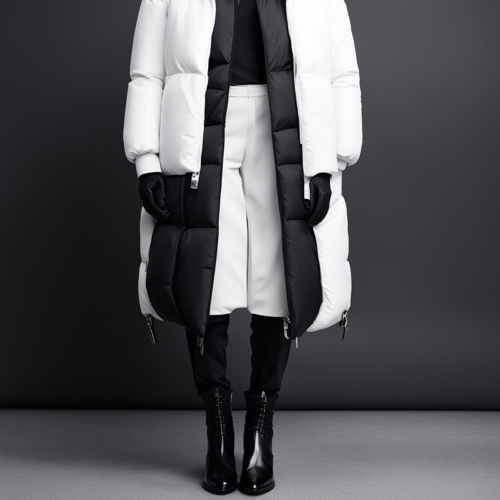 KREA AI - A sleek and modern black puffer jacket, rendered i...