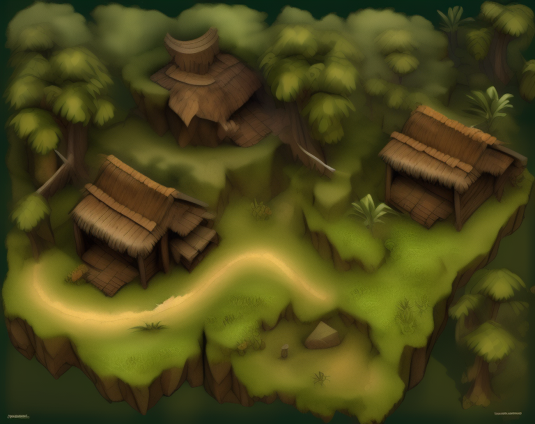 KREA AI - rpg battle map for a jungle village