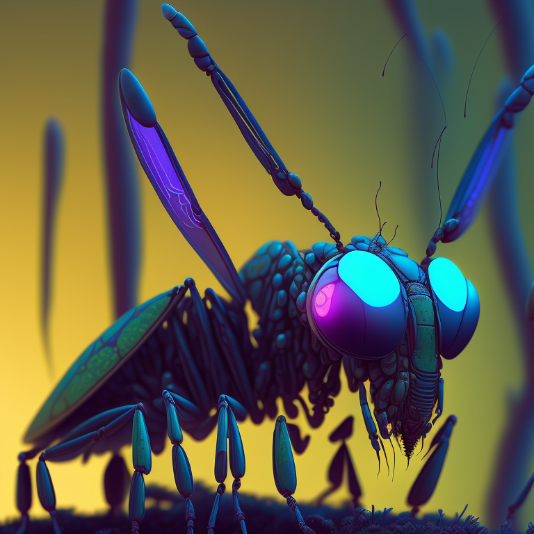 KREA AI - mantis and firefly hybrid insect in a neon forest,...
