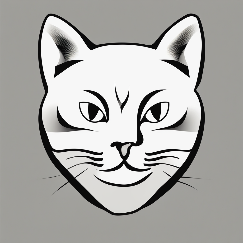 KREA AI - Illustration of a simple cute cat face symbol in ...