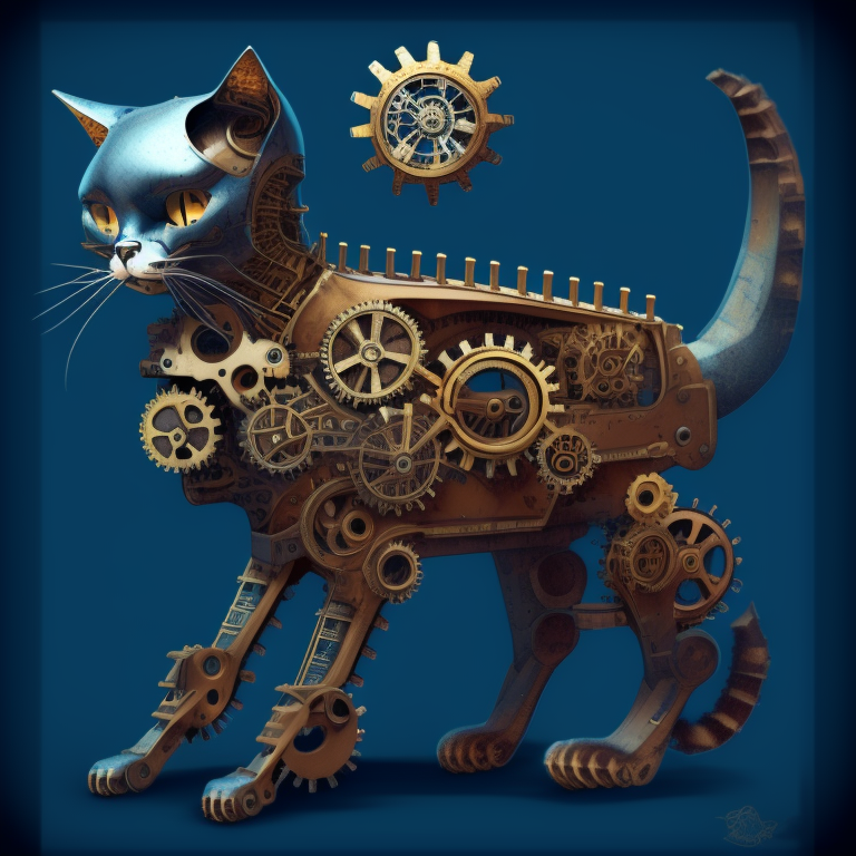 KREA AI - Create a detailed schematic of a steampunk mechano...